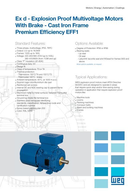 Ex d - Explosion Proof Multivoltage Motors With Brake - Cast Iron ...