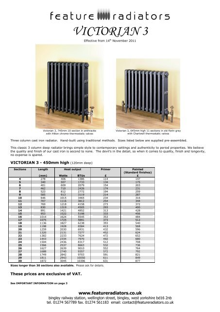 VICTORIAN 3 - Feature Radiators