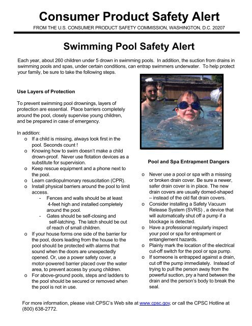 Swimming Pool Safety Alert