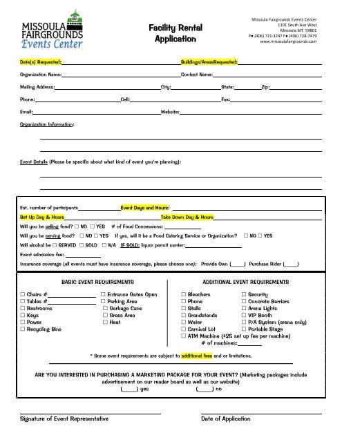 Facility Rental Application