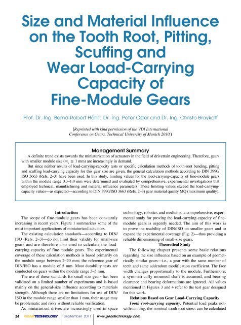 Size and Material Influence on the Tooth Root - Gear Technology ...