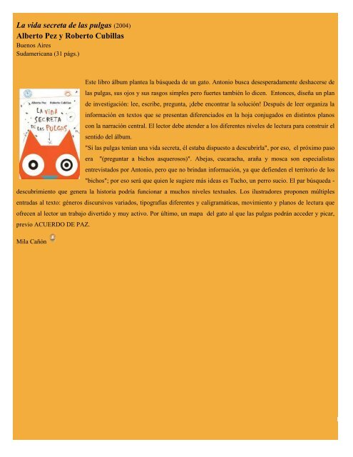 La vida secreta de las pulgas (2004) Alberto Pez y Roberto Cubillas
