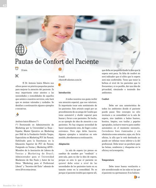 Pautas de Confort del Paciente - Revista Bioanalisis