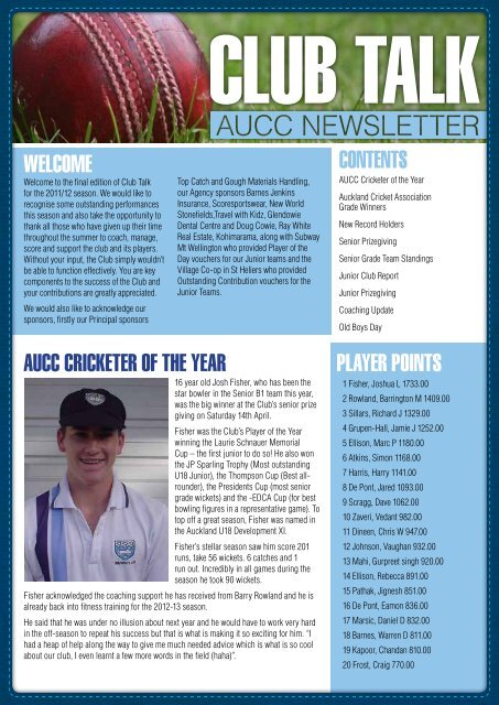 May - Auckland University Cricket Club