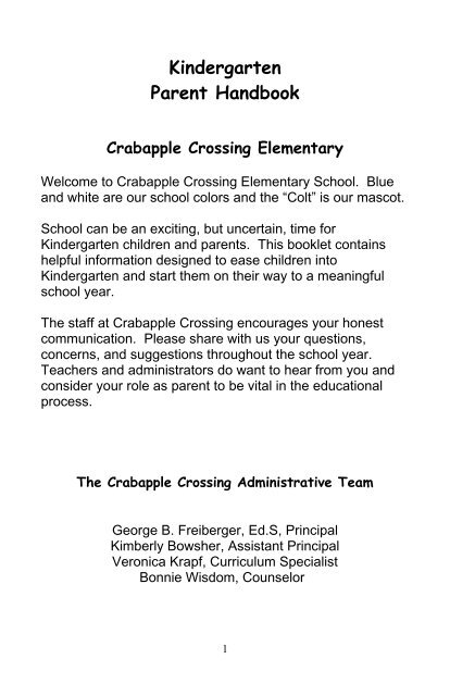 Kindergarten Parent Handbook - Fulton County Schools