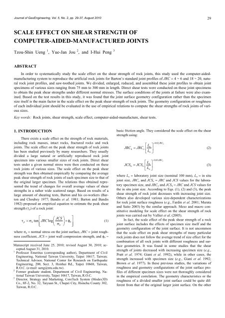 scale effect on shear strength of computer-aided-manufactured joints