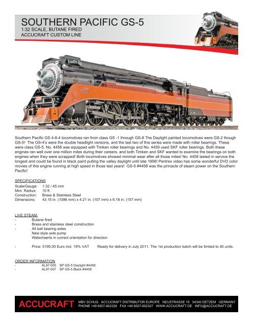 SOUTHERN PACIFIC GS-5 - MBV Schug