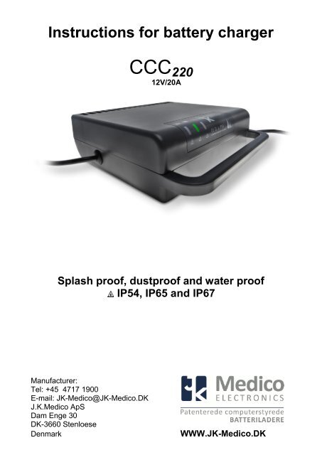 Instructions for battery charger CCC220 - JK Medico