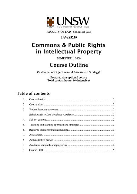 Course Outline & Objectives