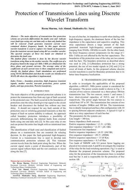 Protection Of Transmission Line Using Discrete Wavelet Transform