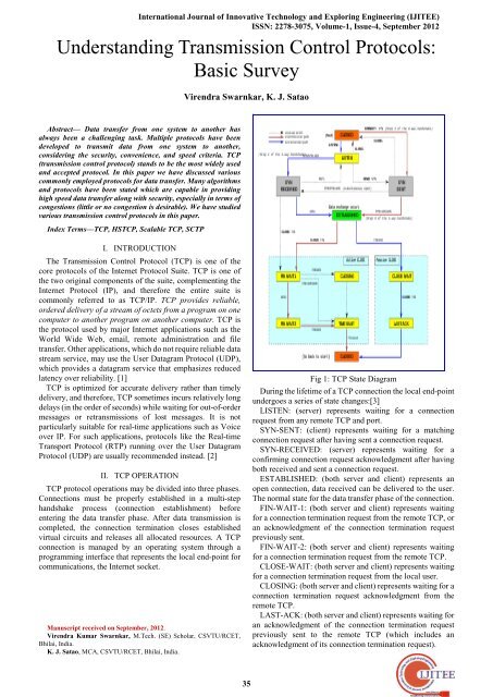 Understanding Transmission Control Protocols: Basic Survey