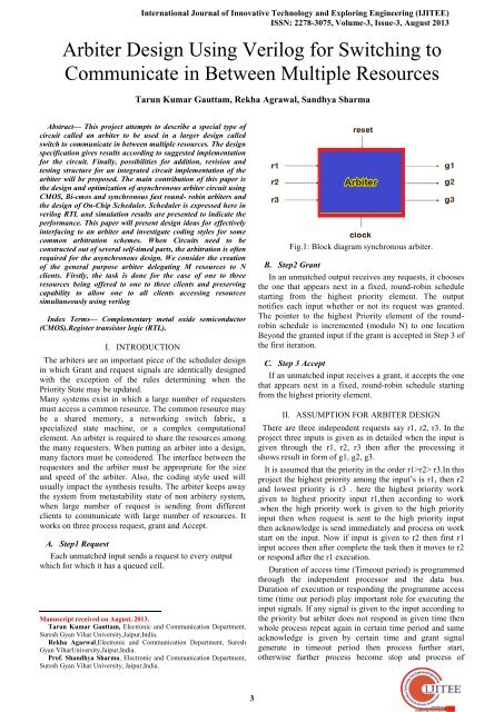 Arbiter Design Using Verilog for Switching to Communicate in ...