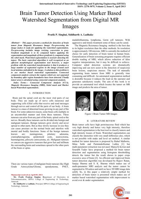 Brain Tumor Detection Using Marker Based Watershed
