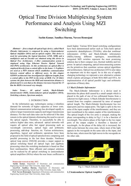 Optical Time Division Multiplexing System Performance and ...