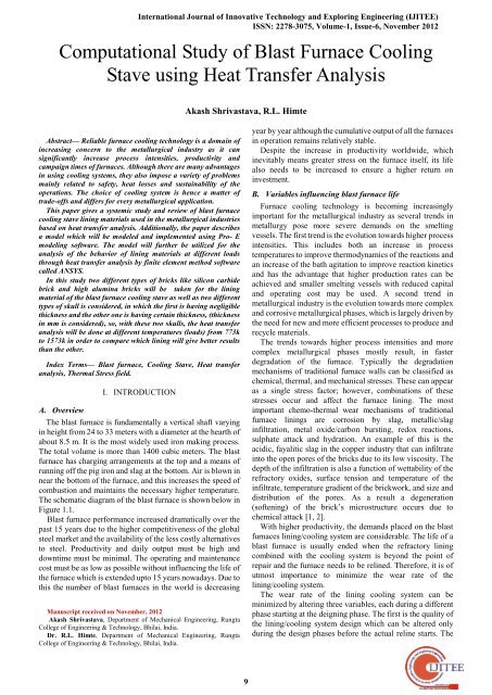 Computational Study of Blast Furnace Cooling Stave using Heat ...