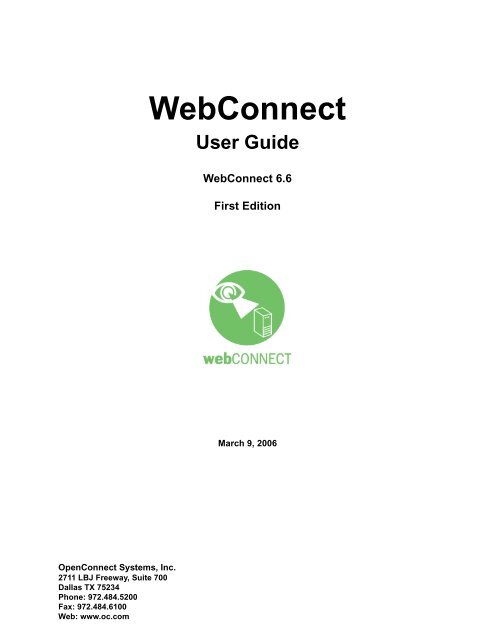 WebConnect User Guide - WebConnect 6.6 - First ... - OpenConnect
