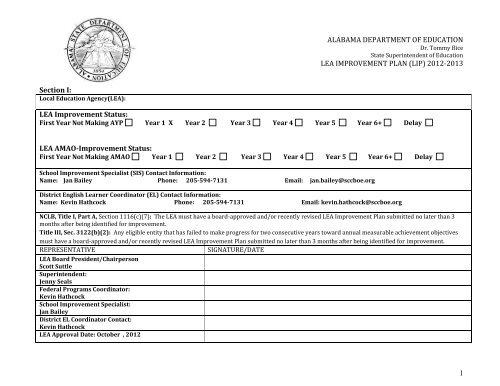 LEA Improvement Plan - St. Clair County Schools
