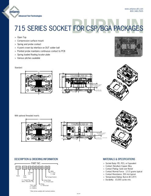 715 SERIES SOCKET FOR CSP/BGA PACKAGES