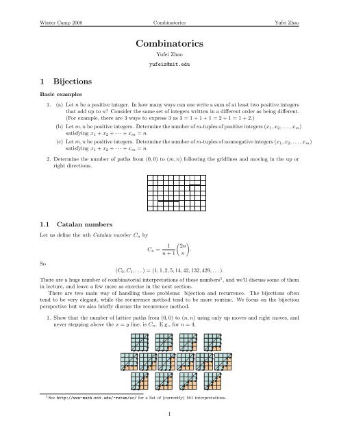 Combinatorics Bijections Catalan Numbers Counting In Yufei Zhao