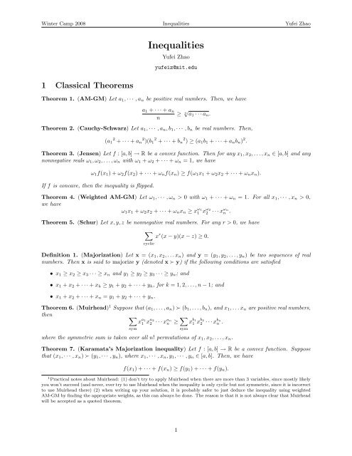 Inequalities - Yufei Zhao