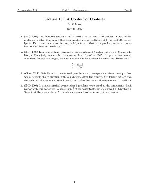 Combinatorics - Yufei Zhao