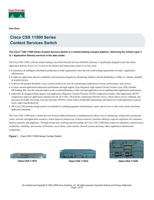 Cisco Css 11500 Series Content Services Switch Cxtec 1850