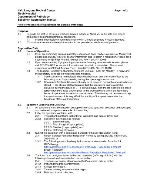 Processing of Specimens for Surgical Pathology