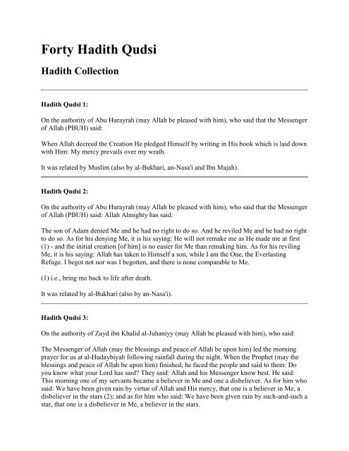 Forty Hadith Qudsi - Ramiza Ashraf Islamic Academy