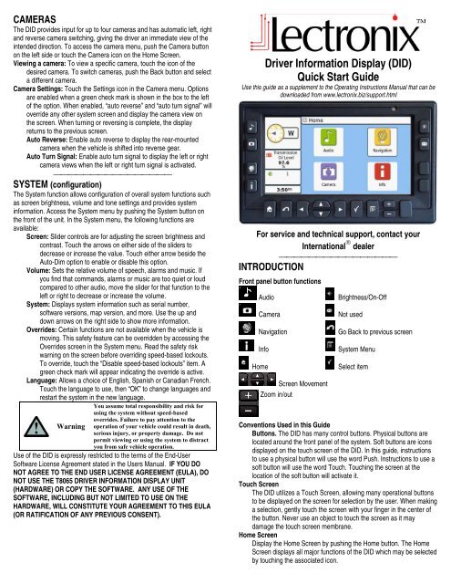 Driver Information Display (DID) Quick Start Guide - Lectronix, Inc.
