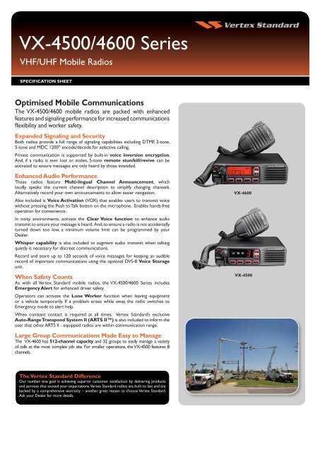 VX-4500/4600 Series Spec Sheet - Radiotrans