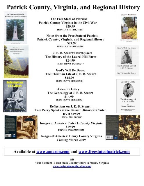 Patrick County, Virginia, and Regional History - Free State of Patrick