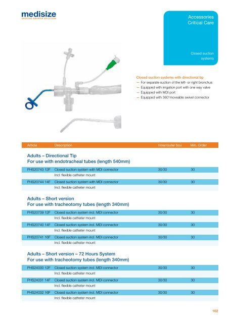 Closed suction systems - Medisize