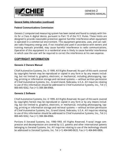 R GENESIS 2 OWNERS MANUAL