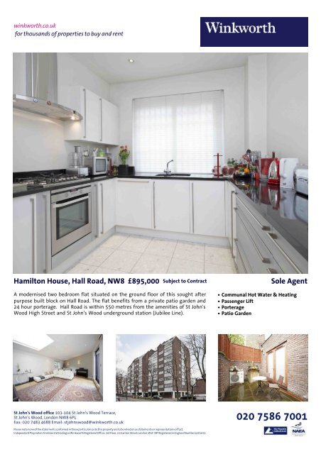 Hamilton House, Hall Road, NW8 Â£895,000 Subject to ... - Winkworth