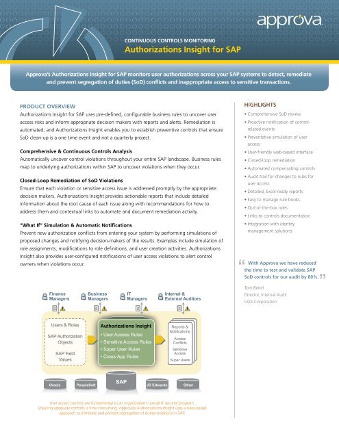 Authorizations Insight for SAP - Approva Corporation