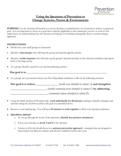 Spectrum of Prevention (PDF) - Sierra Health Foundation