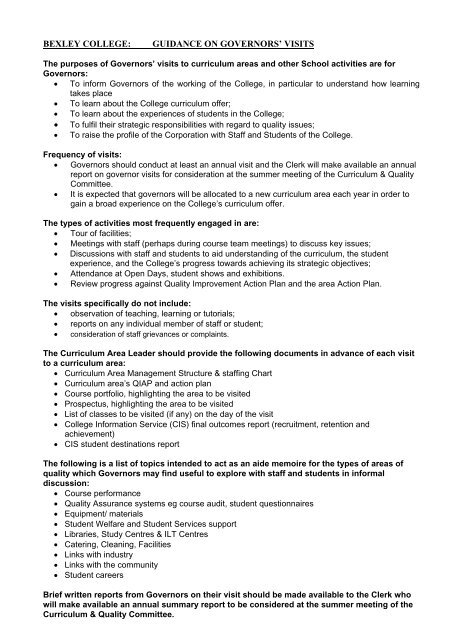 Governor Visit Guidelines - Bexley College