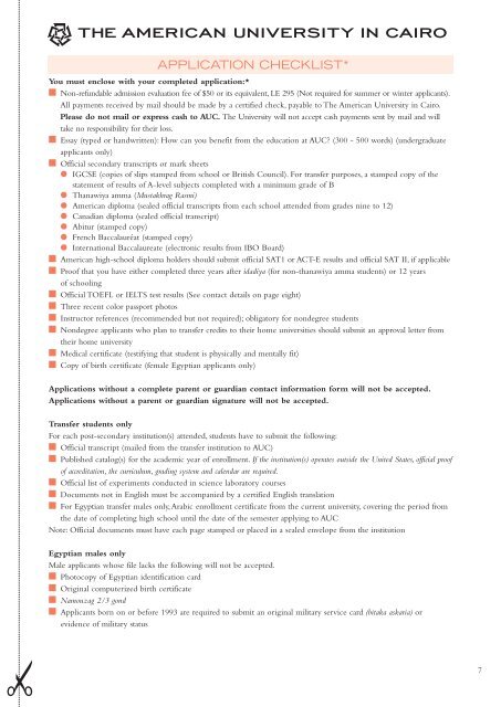 APPLICATION CHECKLIST*