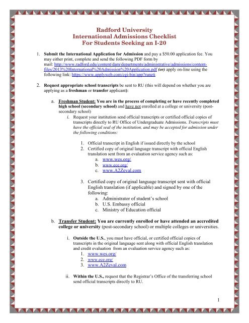 Application Checklist