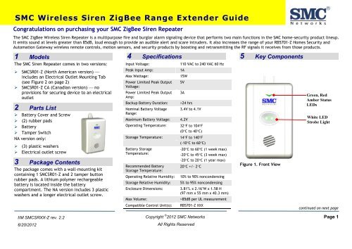 SMC Wireless Siren ZigBee Range Extender Guide