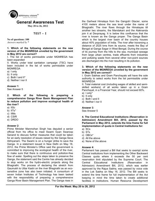 General Awareness Test