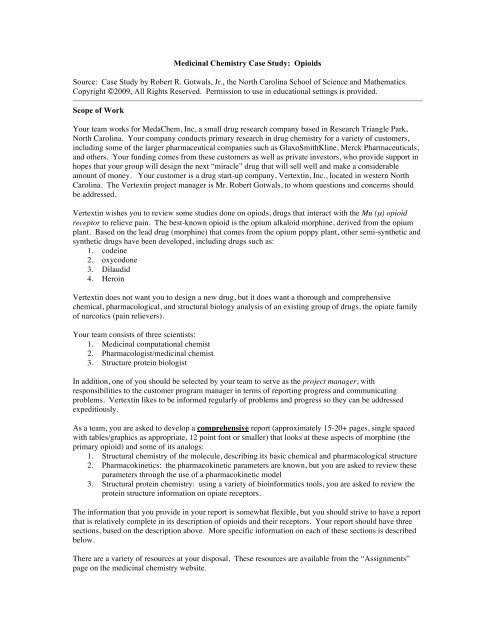 Medicinal Chemistry Case Study - North Carolina High School ...