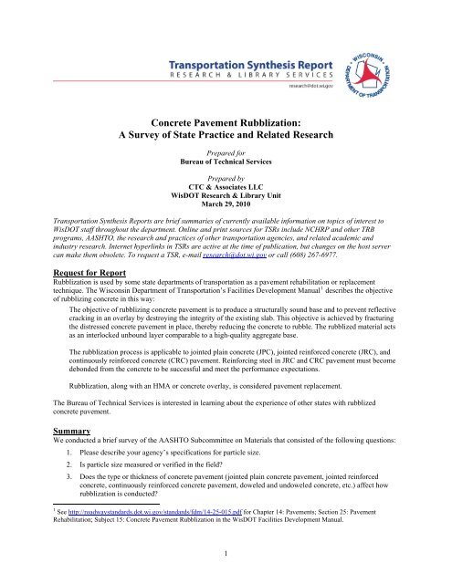 Concrete Pavement Rubblization - WisDOT Research