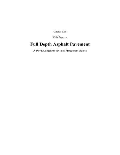 Full Depth Asphalt Pavement - WisDOT Research