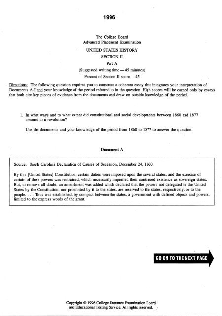 1996 DBQ - Reconstruction