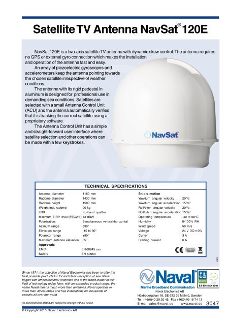 Satellite TV Antenna Navsat 120E