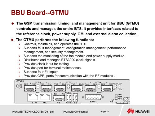 BBU Board--GTMU The GSM