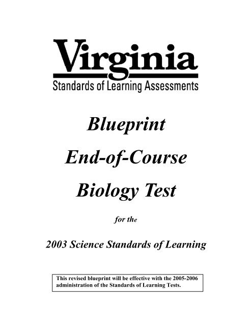 Biology SOL Test Blueprint - Albemarle County Public Schools