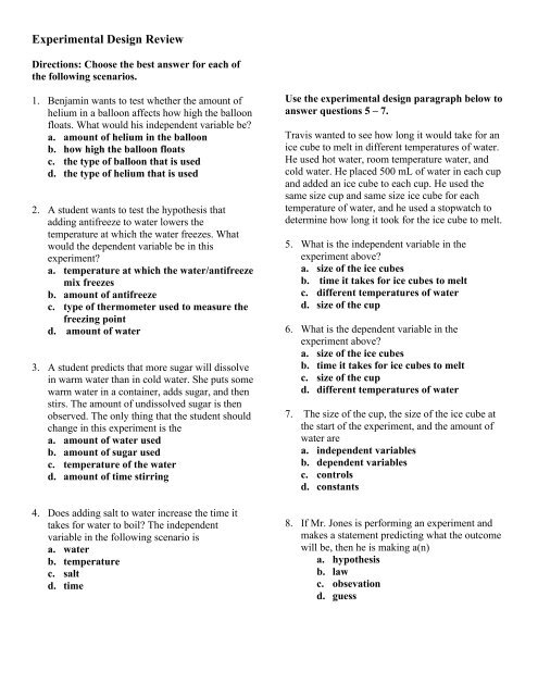 Experimental Design Review