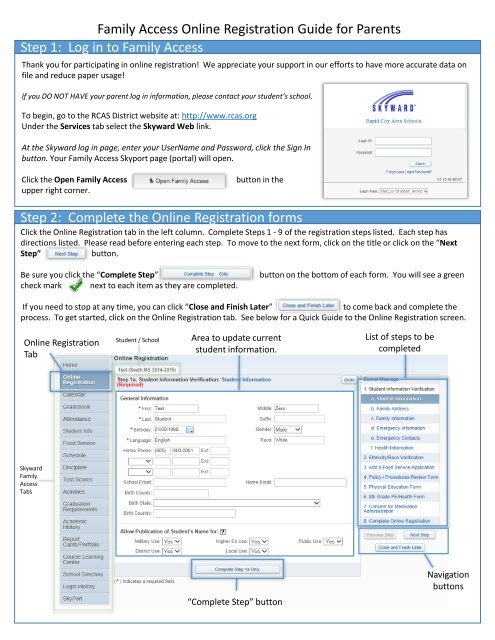 Family Access Online Registration Guide for Parents